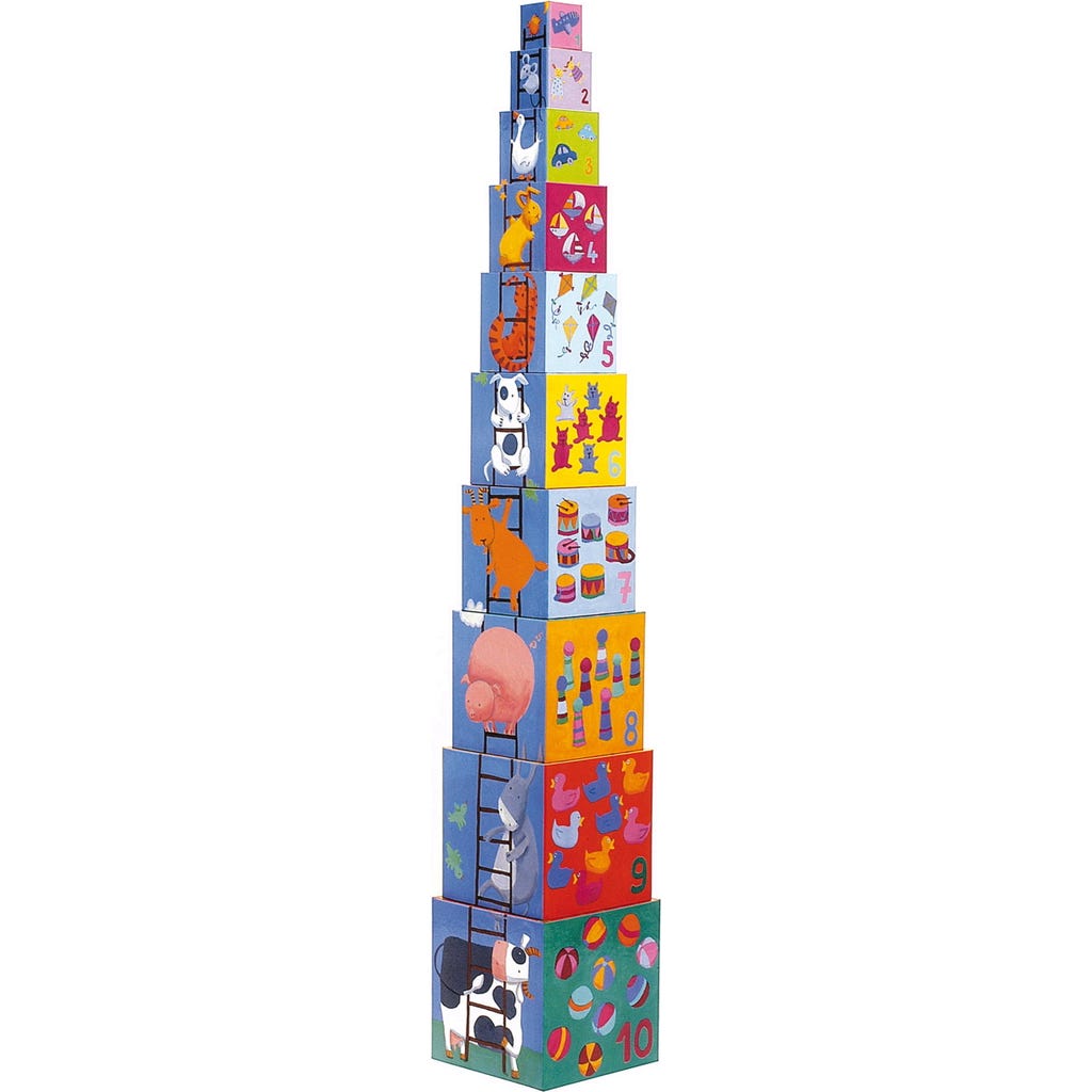 Djeco 10 Fun Blocks Stacking Tower - Playpolis